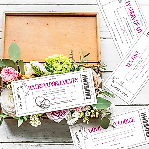 Zonon 20 Pieces Valentine‘s Day Love Coupon Cards for Sweet Couple, Husband, Wife, Boyfriend or Girlfriend Romantic Gift for Wedding, Anniversary or Birthday, 20 Designs