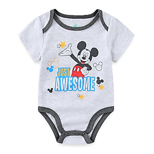 Disney Mickey Mouse, Lion King, and Winnie the Pooh Baby Boys 5 Pack Bodysuits for Newborn and Infants