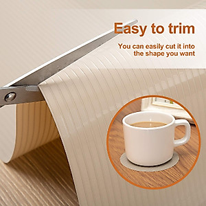 SinhRinh Drawer and Shelf Liner, 12IN x 20FT Non Slip Non Adhesive Cabinet Liner for Kitchen and Desk - Beige Ribbed