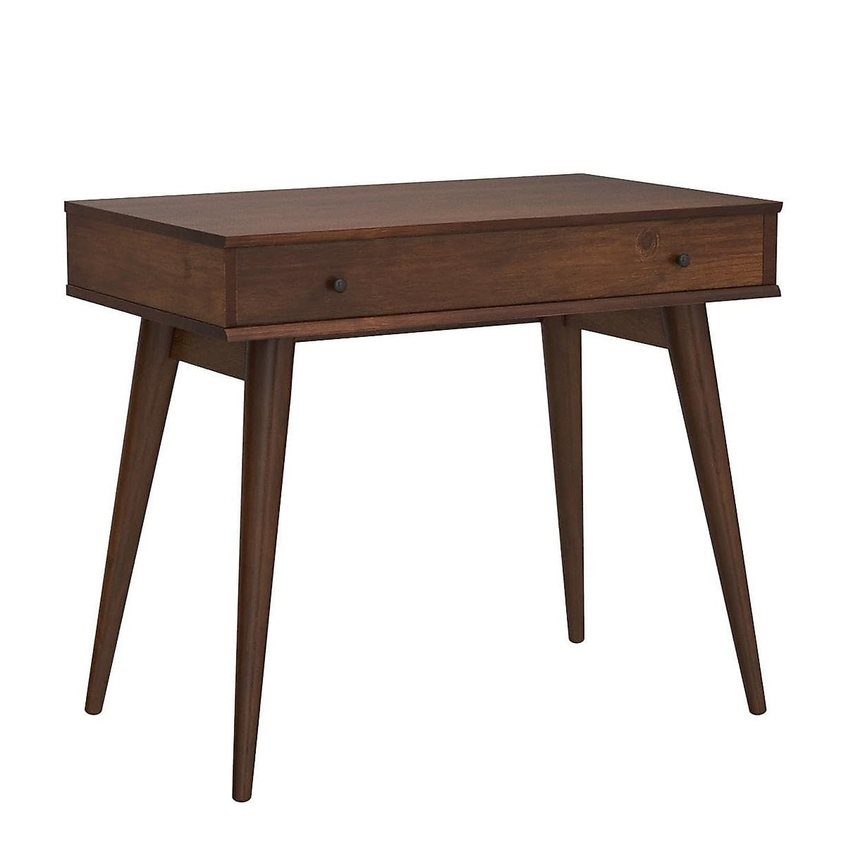 Camaflexi Mid-Century Modern Computer Desk / 35.75"W / Study Writing Table / Solid Wood / Natural Variations of Wood Grains / One Drawer / Partial Assembly, Castanho Brown, 30"H x 35.75"W x 20"D