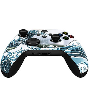 eXtremeRate Custom Shell for Xbox Series X & S Controller - Revitalize Your Controller - The Great Wave Replacement Cover Front Housing Cover for Xbox Core Controller Wireless [Control NOT Included]