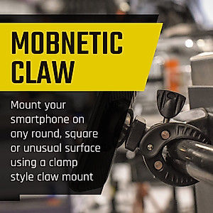 Mob Armor MobNetic Claw with 360° Rotation - Bar Mount for Golf Carts, Strollers, or Any enclsoed cab Vehicle with Round or Square Tubes- Universal Car Magnetic Phone Mount, Assembled in USA - Black