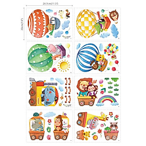 DECOWALL DA4-1406 Animal Train and Hot Air Balloons Kids Wall Stickers Wall Decals Peel and Stick Removable Wall Stickers for Kids Nursery Bedroom Living Room décor