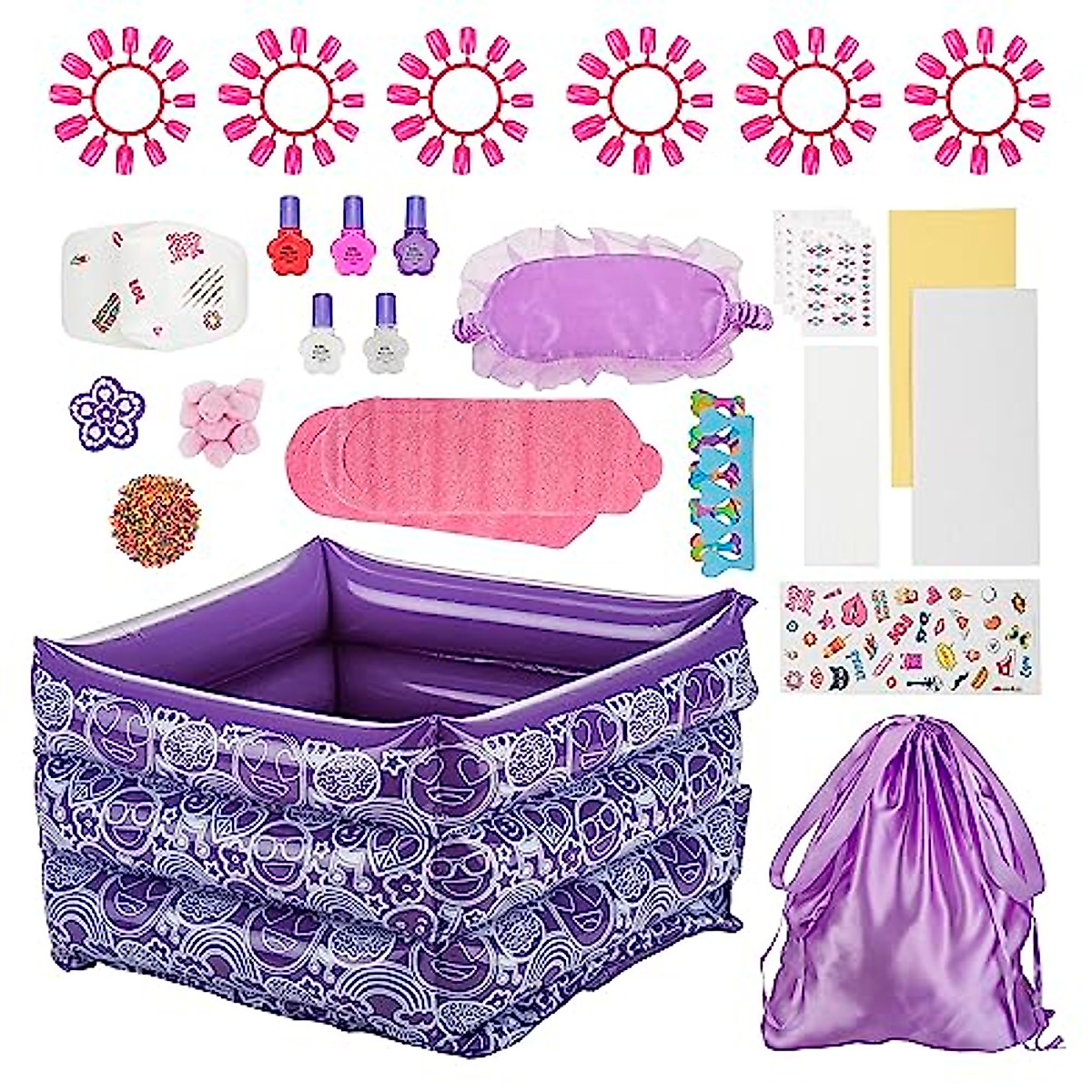 B Me Kids Spa Kit for Girls - Spa Day Party Supplies Kit w/Press On Nails, Kids Nail Polish & More - Kids Manicure Pedicure Gift Set for Sleepover - Spa Birthday Party Supplies for Girls Age 6-12