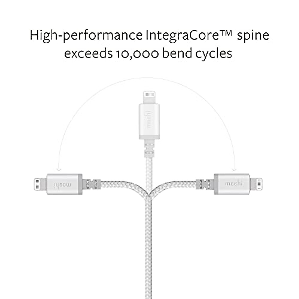 Moshi Integra Lightning to 3.5mm Headphone Jack Adapter [MFi Certified], DAC Chip Integrated, Ballistic Nylon Braiding, Aluminum Housings, Exceeds 10,000 Bend Cycles, for iPhone/iPad, Jet Silver