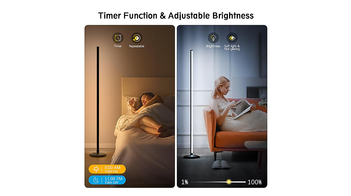 bedee LED Corner Floor Lamp - 65" RGB Mood Light