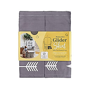 Glider Skirt, Universal Fit Safety Skirt for Glider Chair and Ottoman for Nursery, Baby Proofing Pinch Guard, Glider Chair and Ottoman Sold Separately, Slate Arrow Style