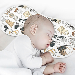 Kigai Cute Puppy Muslin Baby Burp Cloth, Super Soft Absorbent Cotton Burp Rag Baby Bibs Washcloth Face Towel for Newborn Boys Girls Registry Gift, 2 Packs