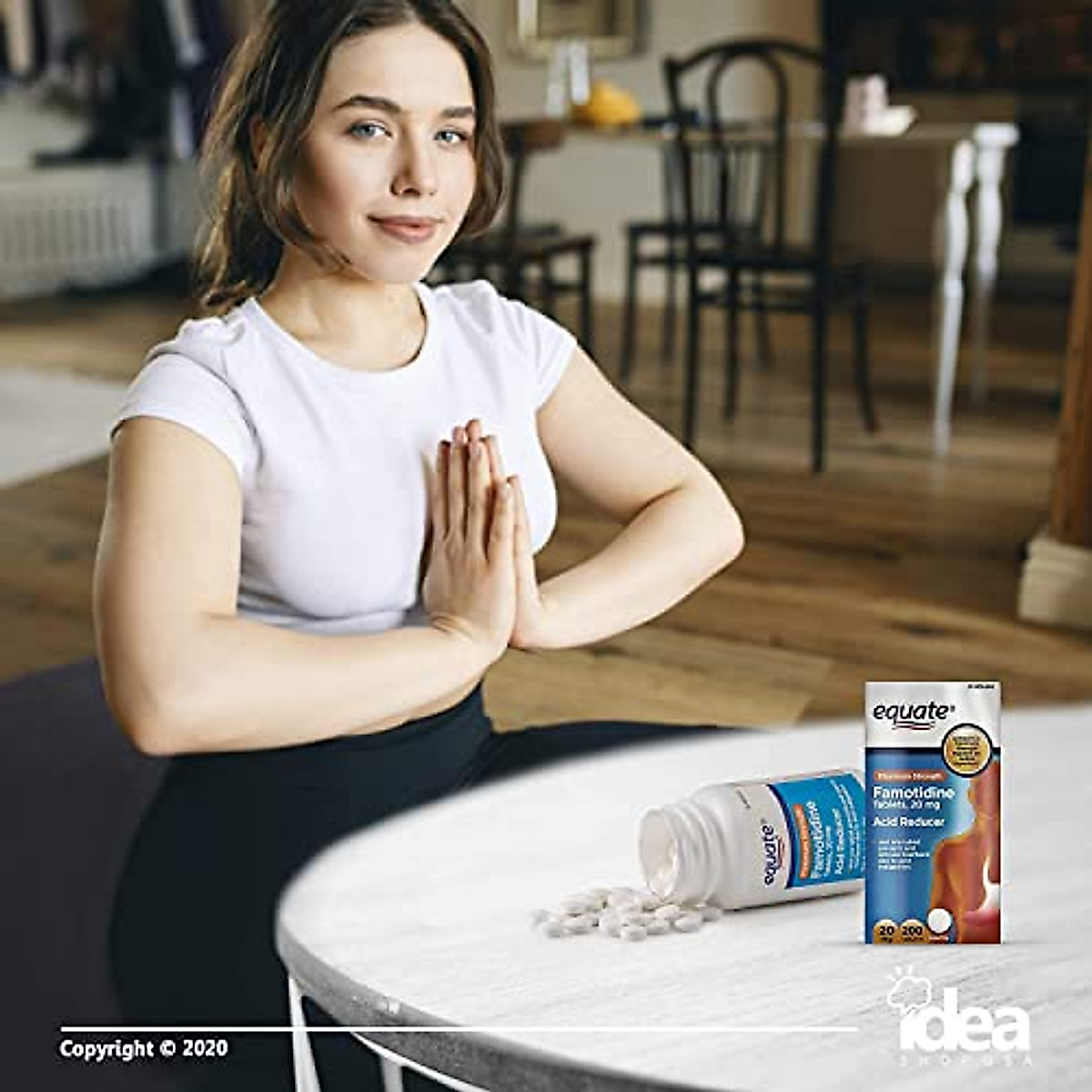 Equate Famotidine Tablets, 20 mg, Maximum Strength, Acid Reducer for Heartburn Relief, 200 Ct (2 Pack) +"Say"NO" to Indigestion and Heartburn" Better Idea Guide