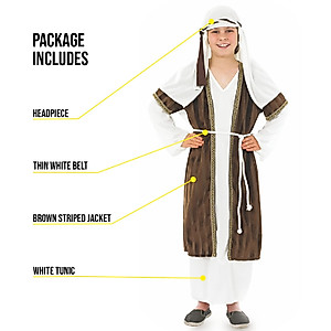 fun shack Boys Shepherd Costume for Kids, Joseph Costume for Boys, Shepherd Boy Outfit, Nativity Dress-Up, X-Large