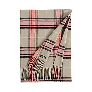 Fraas Cashmink® Scarf - Checkered Plaid For Women & Men - Warm & Softer Than Cashmere - Made In Germany - 14x79in - beige/pink