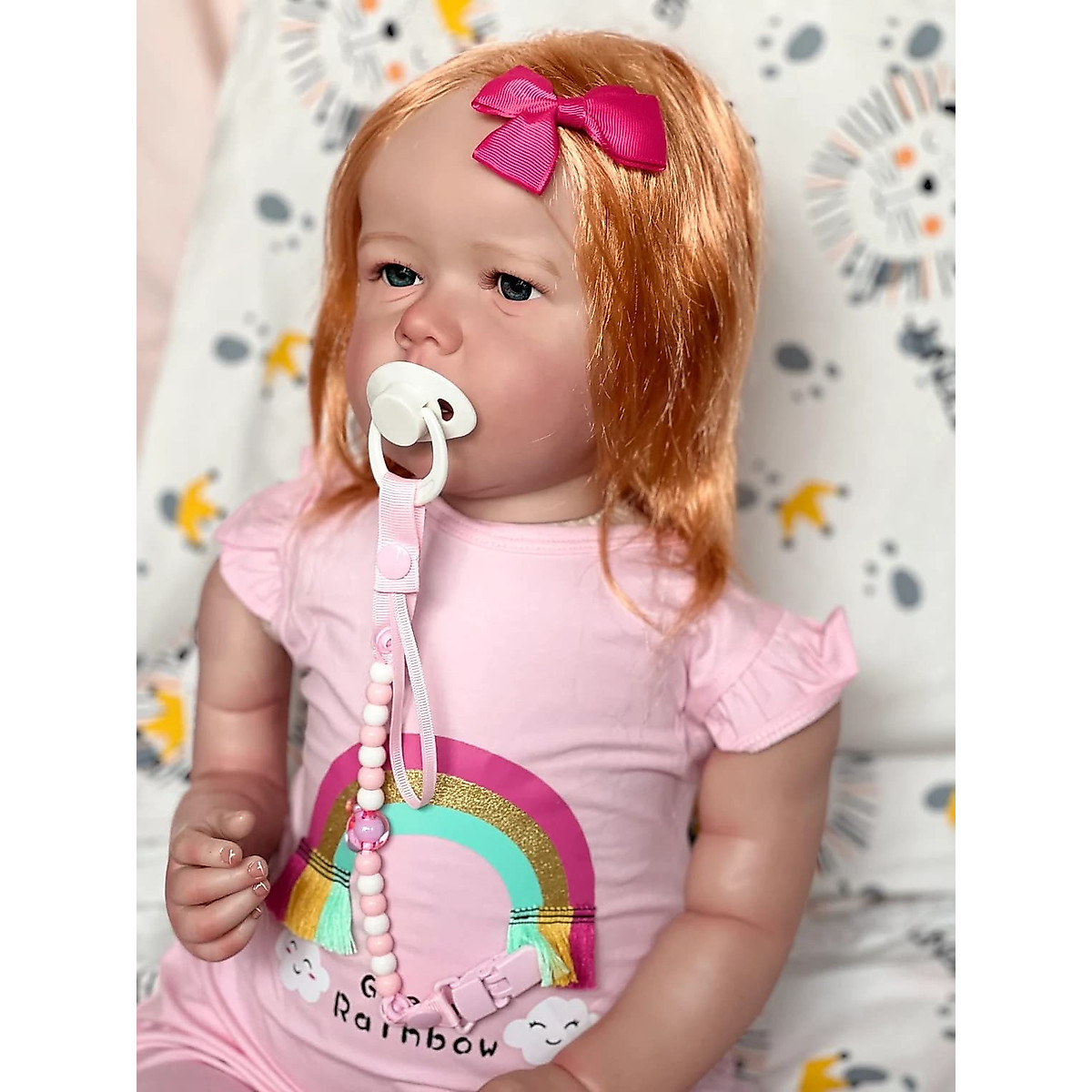 Pinky Reborn Silicone Reborn Toddler Dolls 28 inch 70 cm Girl Real Looking Dolls with Filling PP Cotton Bebes Soft Touch Cuddly Baby Collectible Art Doll with Pacifier for Age 3+