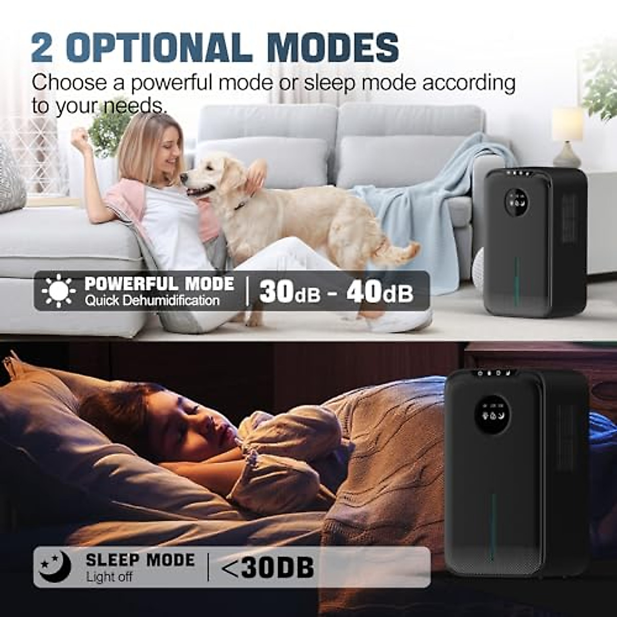 SAMSICHI Dehumidifier, 85 OZ Dehumidifiers for Room for Home, (800 sq. ft.) Quiet Dehumidifiers for Bathroom, Bedroom, Closet, RV, 7 Colors LED Auto Shut Off Dehumidifier with Drain Hose