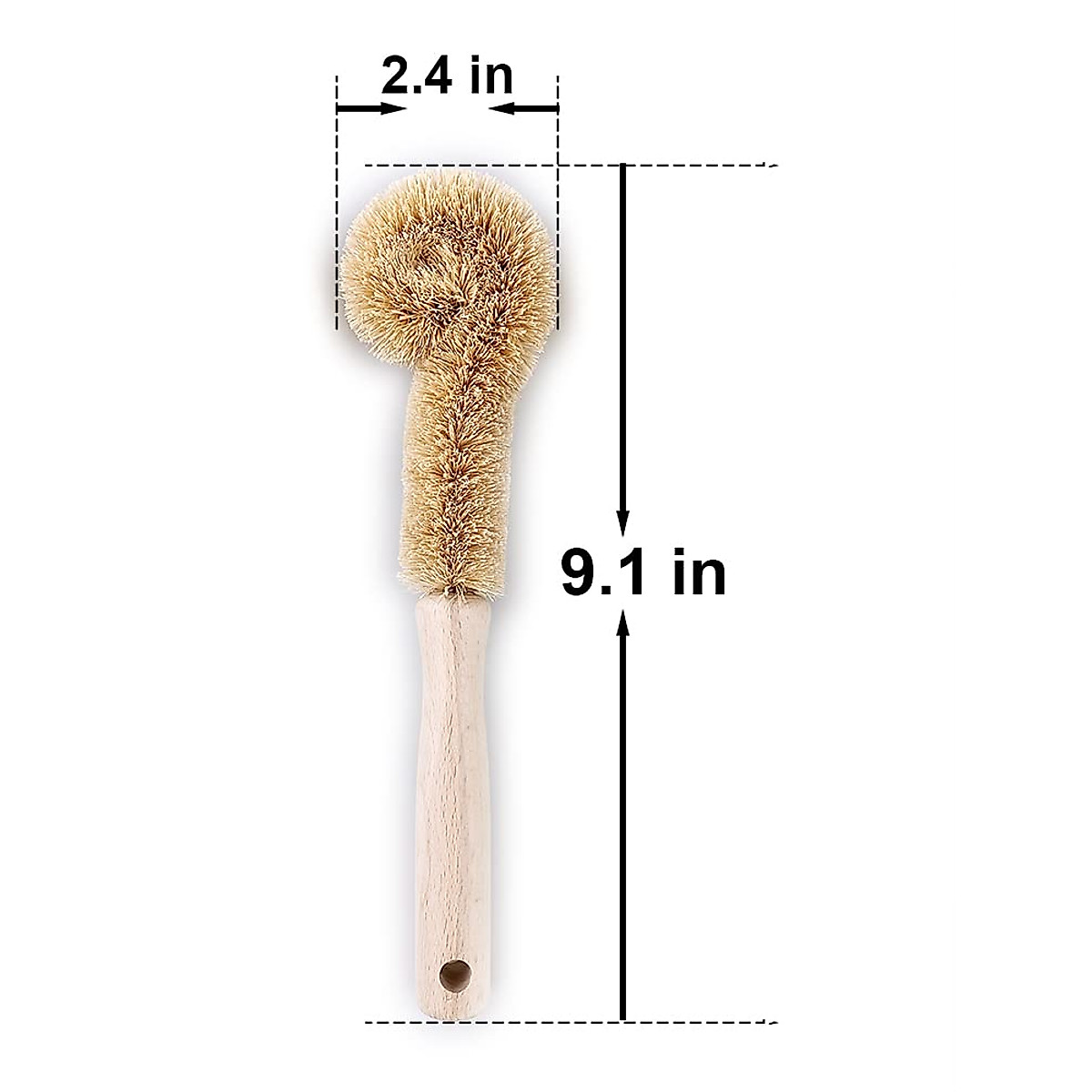 Taakcc 3PCS Cleaning Brush, Bottle Brush, Milk Cup Brush, Coffee Cup Brush, Pot Brush, Natural Coconut Fiber Brush Head, Strong Wooden Handle, Deep Cleaning, Natural Environmental Protection