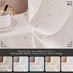 jinchan Beige Kitchen Curtains Linen Tier Curtains 45 Inches Farmhouse Cafe Curtains Light Filtering Flax Country Rustic Bathroom RV 2 Panels Crude