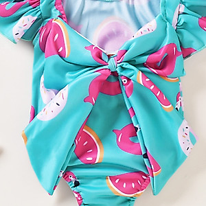 Toddler Baby Girl Flamingo Swimsuit Newborn Girls One Piece Ruffle Bathing Suit with Headband Summer Bikini Swimwear for Infant Girl(Flamingo,6-12 Months)