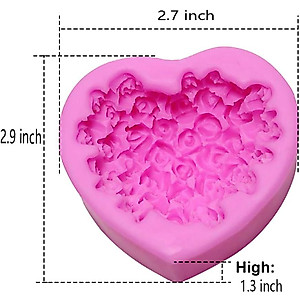 OBTANIM Silicone 3D Rose Flower Mold Love Heart Shape Fondant Soap Cake Mould for Chocolate Wedding Valentine
