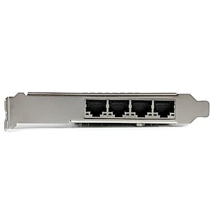 StarTech.com 4 Port PCIe Network Card - RJ45 Port - Intel i350 Chipset - Ethernet Server / Desktop Network Card – Dual Gigabit NIC Card (ST4000SPEXI),Black