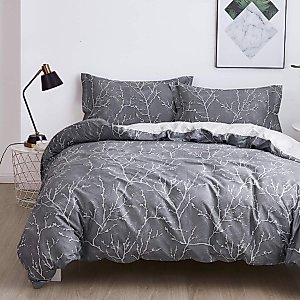 OAITE Duvet Cover Set,100% Cotton Comforter Cover with Floral Pattern Duvet Cover Set,Soft Bedding Set Includes with 3 Piece (2 Pillow Shams,1 Duvet Cover)
