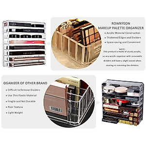 ROWNYEON Acrylic Makeup Organizer Compact Makeup Palette Organizer 8 Spaces Eyeshadow Pallet Makeup Organizer Holder For Vanity Clear Cosmetics Makeup Drawer Organizer With Removable Dividers