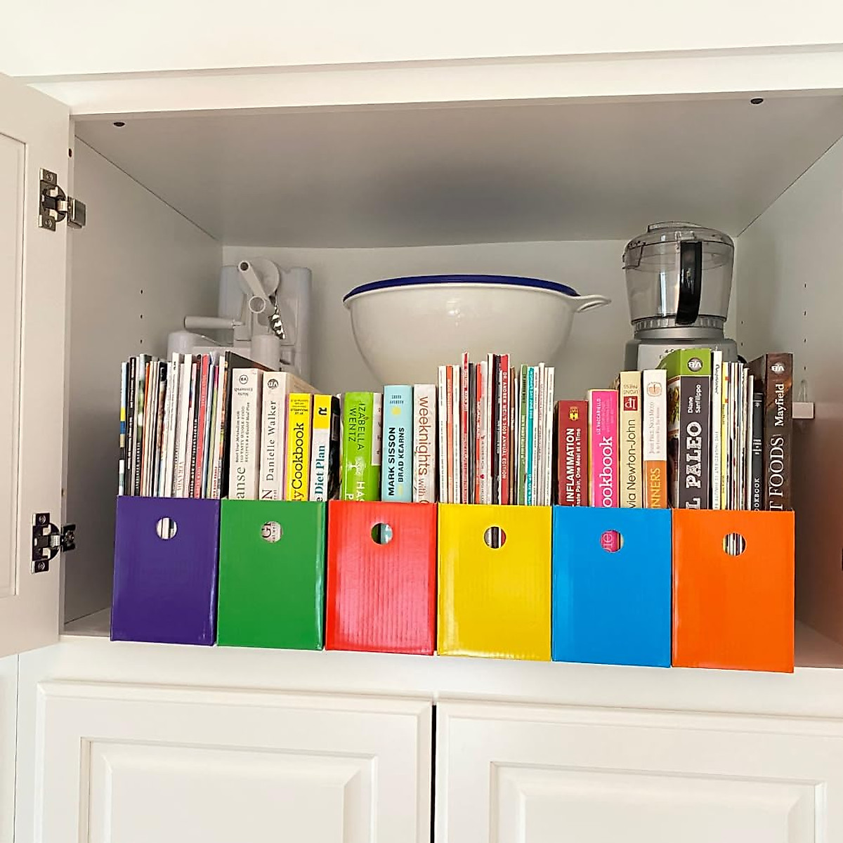 Evelots Magazine File Holder-Organizer-Full 4 Inch Wide-6 Colors-W/Labels-Set/6