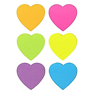 Heart Shape Sticky Notes 6 Color Bright Colorful Sticky Pad 75 Sheets/Pad Self-Sticky Note Pads