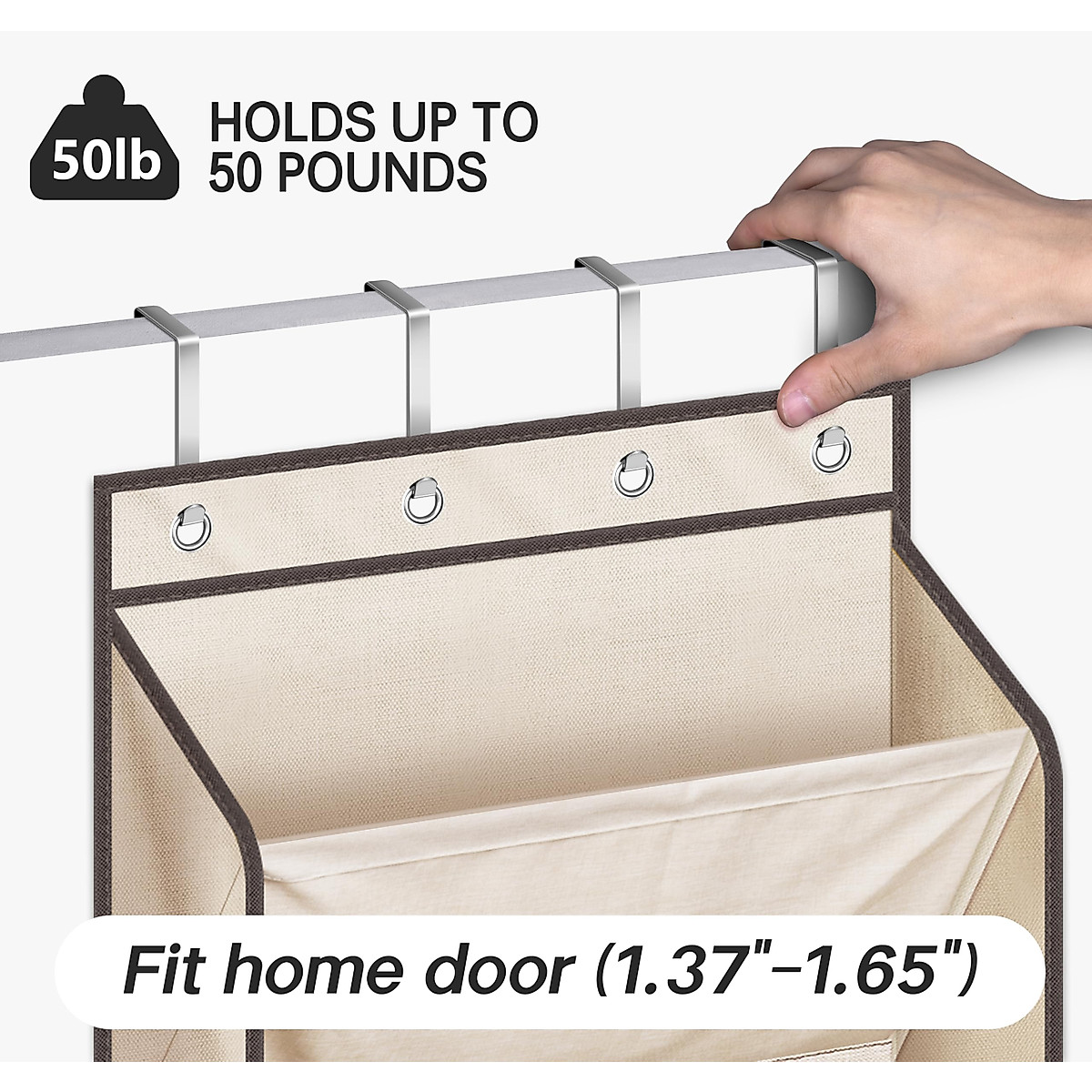 KEETDY Over The Door Shoe Organizer Fit 20 Pairs Sneakers Large Hanging Shoe Organizer for Closet Door Storage Boots, Beige