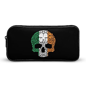 Skull Clover St Paddy St Patrick Ireland Pencil Case Makeup Bag Big Capacity Pouch Organizer for Office College