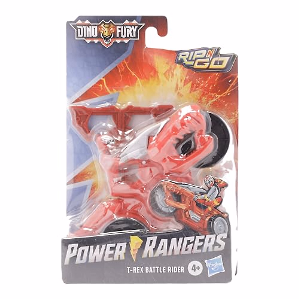 Power Rangers Dino Fury Rip N Go T-Rex Battle Rider and Dino Fury Red Ranger 6-Inch-Scale Vehicle and Action Figure, Toys Kids 4 and Up