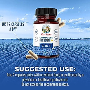 MaryRuth's Complete Gut Health+ | 3-in-1 Prebiotic + Probiotic + Postbiotic Corebiome® Vegan Gastrointestinal Support | Support Gut Health & Immune Function | 2 capsules per serving; 30 servings