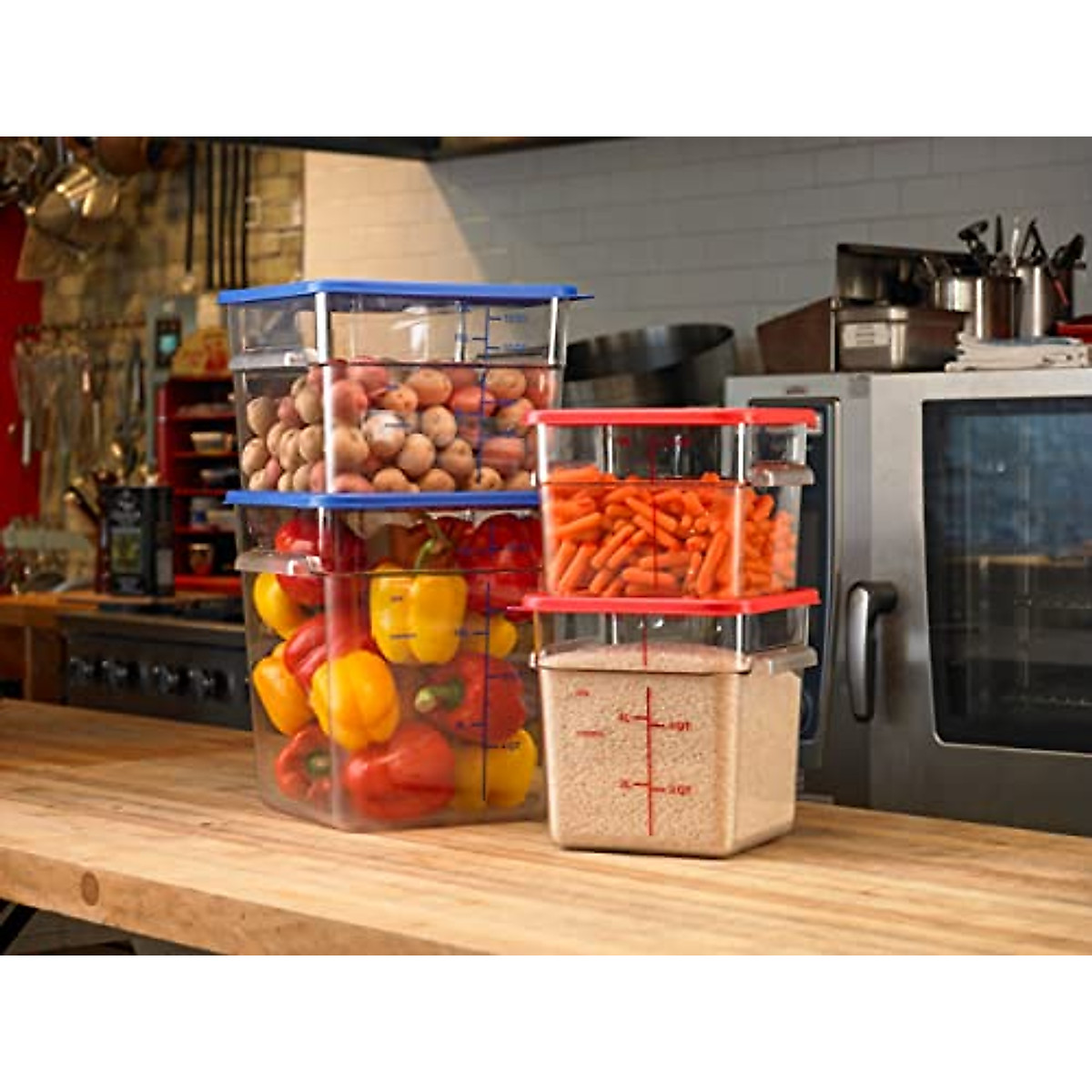 Carlisle FoodService Products Squares Square Food Storage Container with Stackable Design for Catering, Buffets, Restaurants, Polycarbonate (Pc), 12 Quarts, Clear