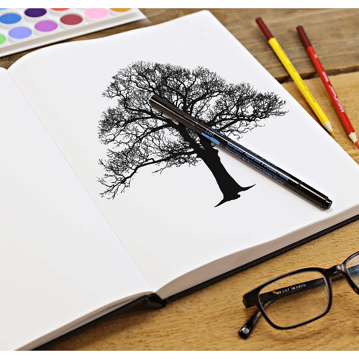 Black Hardcover Sketchbook by Artist's Loft - Acid Free and Smudge Resistant Paper, Sketch Pad for Drawing, Sketching, Writing - Bulk 6 Pack