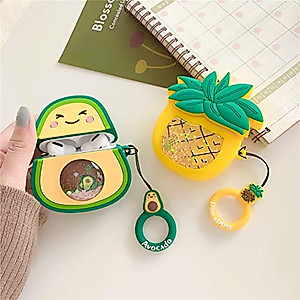 Oqplog for AirPod Pro 2019/Pro 2 Gen 2022 Case Protective Soft Silicone Cute Cover for Teens Girls Kids Air Pods Funny Fruit Quicksand Shiny Skin Accessories Cases for Airpods Pro-Bling Pineapple