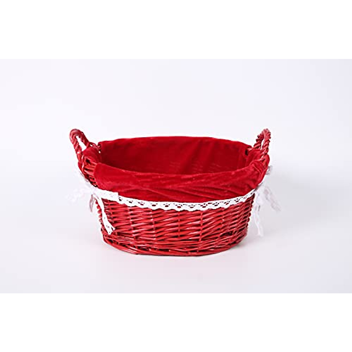 Wicker Storage Baskets Oval Woven Basket with Handle Liner for Shelf Decorative Empty Gift Baskets Decor