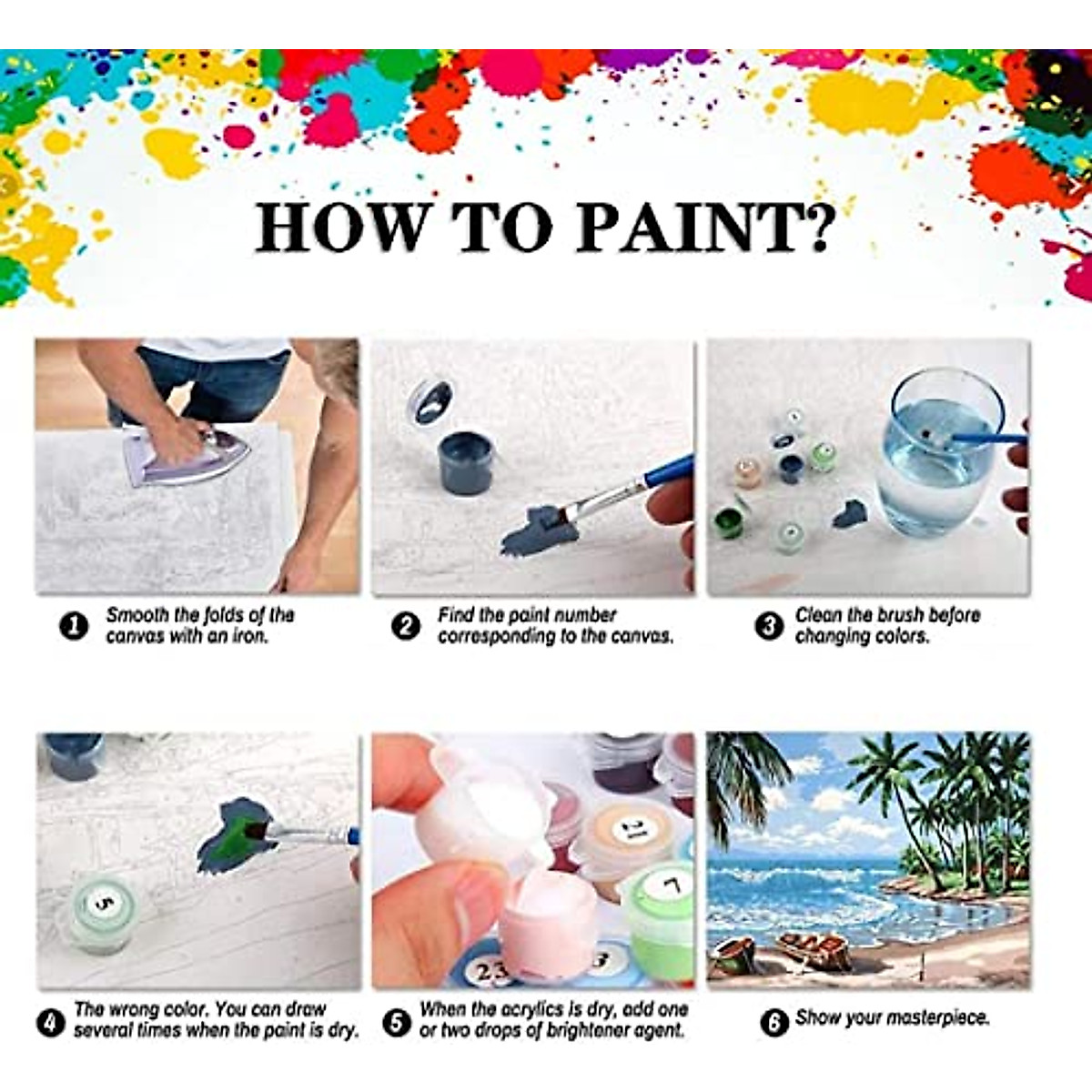 KYOQFVN Paint by Numbers for Adults Beginner & Kids, 4 Pack DIY Oil Painting Kit on Canvas with Paintbrushes and Acrylic Pigment, Arts Craft for Home Wall Decor- 4 Sets 9.8" W X 13.8" L