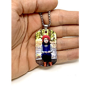 Interway Trading Personalized Custom Photo and Message Necklace Pendant Keychain Military Dog tag