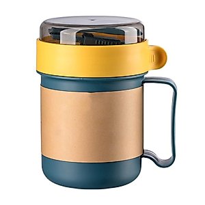 PURPLELU Leak-Proof Soup Thermos, 500Ml Portable Porridge Pot with Lid, Mini Handle Milk Cup, Suitable for Home Office