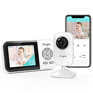 Simyke Video Baby Monitor with 2 Cameras and Audio 3.5" LCD Digital Display with 2 Way Talk,Infrared Night Vision,2X Zoomin Temperature Detect VOX Auto Lullaby Baby Monitoring