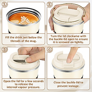 KETIEE 12oz Travel Mug: Vacuum Insulated Coffee Cup with Leakproof Lid, Travel Coffee Mug Stainless Steel Double Walled Reusable Coffee Cup for Hot and Cold Water Coffee (Beige)