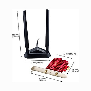 ASUS PCE-AC56 Dual-Band 2x2 AC1300 WiFi PCIe Adapter with Heat Sink, Detachable Antennas and Antenna Base