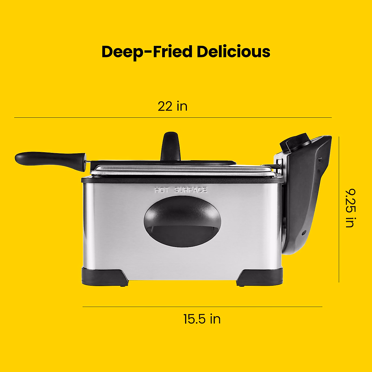 Chefman 4.5L Dual Cook Pro Deep Fryer with Basket Strainer and Removable Divider, Jumbo XL Size, Adjustable Temp & Timer, Perfect for Chicken, Fries, Chips and More, Easy to Clean, Stainless Steel