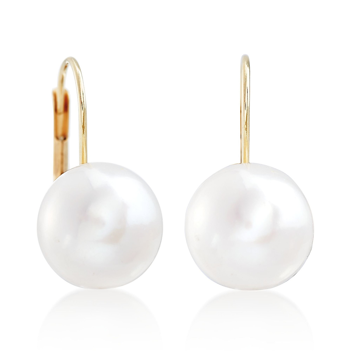 Ross-Simons 10-11mm Cultured Button Pearl Drop Earrings in 14kt Yellow Gold