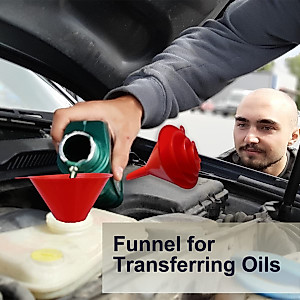 KongNai 4 Pieces Plastic Funnel Set for Kitchen and Automotive Use, Mini, Small, Medium and Large Funnel for Filling Bottles, Canning, Cooking, Lab or Car Oil Funnels