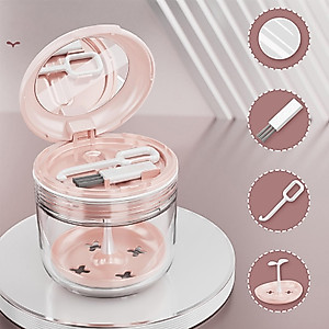 LKPOMI Mouth Guard Case Portable Waterproof PP Denture Box Retainer Cleaner Case with Mirror, Removal Tool, Brush for Travel Cleaning(Red)