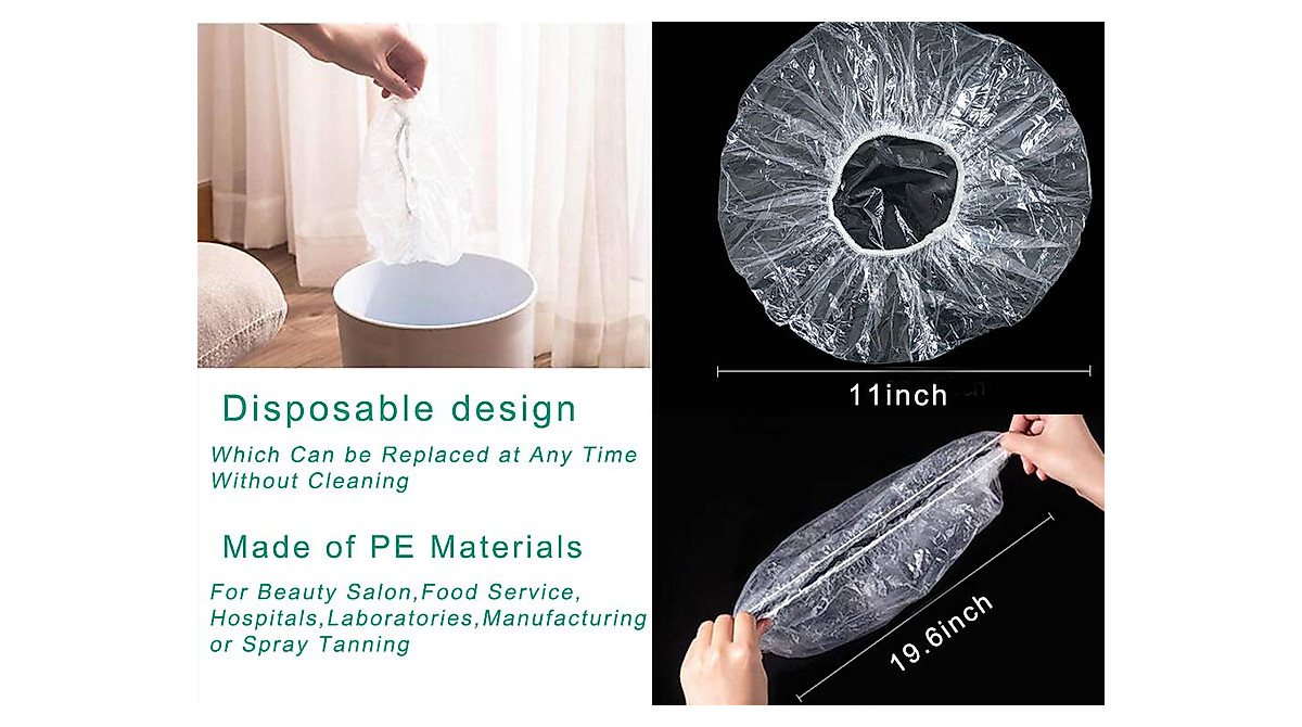 100 Clear Disposable Mop Caps for Beauty & Food Services