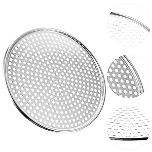 Hemoton Pizza Oven Tools 9 Inches Pizza Pan Even Heating Accessories Non Stick Tray Kitchen Tools Plate Hole Home Baking Bakeware Perforated Aluminum Alloy Kitchen Gadget Perforated Pizza Pan