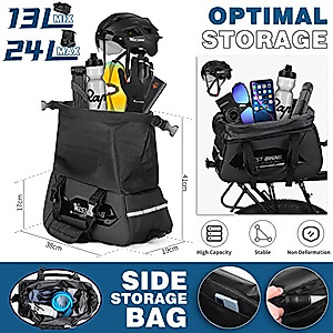 West Biking Bike Rack Bag - 3 in 1 Bicycle Trunk Pannier Bag, 13L/24L Capacity Bike Rear Seat Bag with Waterproof Carbon, Bicycle Rack Rear Carrier Bag with Shoulder Strap (Black)