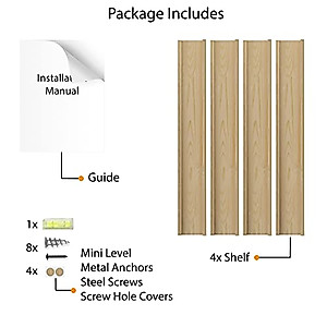 Wallniture Denver 24" Book Shelves for Kids Room Decor and Nursery, Wood Floating Shelves for Wall, Natural Pine, Set of 4