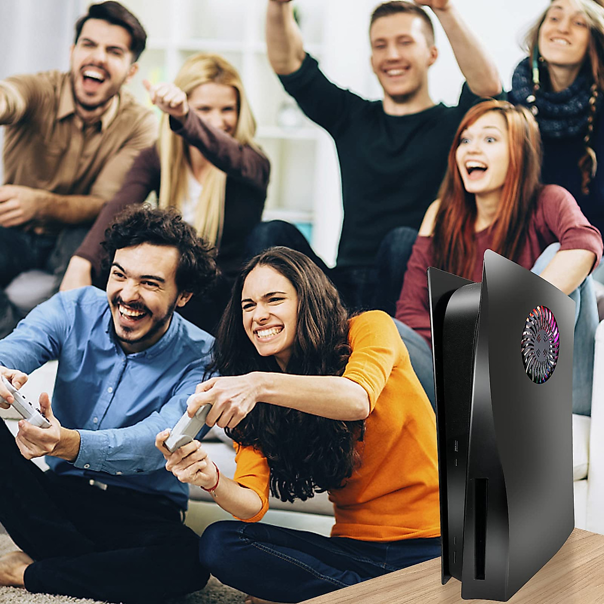 BFUNCO PS5 Console Faceplates, with Fan Vent for Playstation5 Disc Edition,ABS Anti-Scratch Dust-Proof Protective Shell,Replacement Cover Accessories for PS5 Console, with 2*Handle Cover(Black)