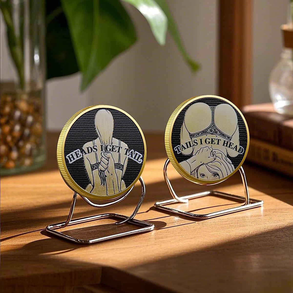 Funny Heads and Tails Coins, Heads I Get Tail Coin, Tails I Get Head Coin,Double Side Coin Lucky Token, Funny Prank Gifts for Men Women Date Night Ideas,